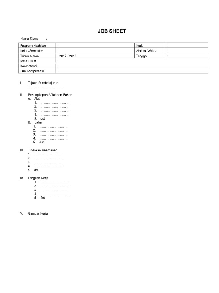 Job Sheet | PDF