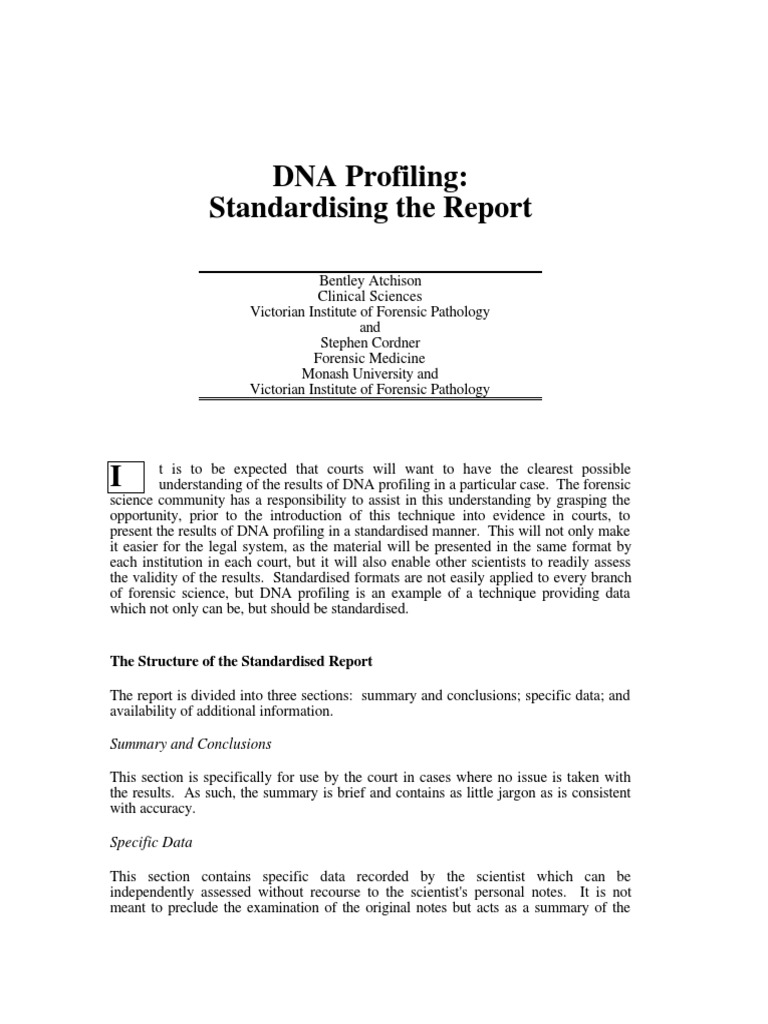 DNA Profiling: Standardising The Report | PDF | Dna Profiling | Statistics