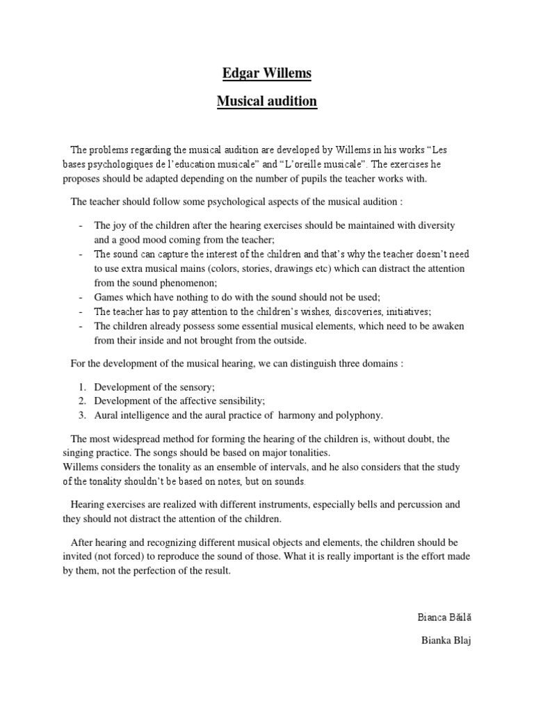 Edgar Willems - Musical Audition | PDF | Wellness