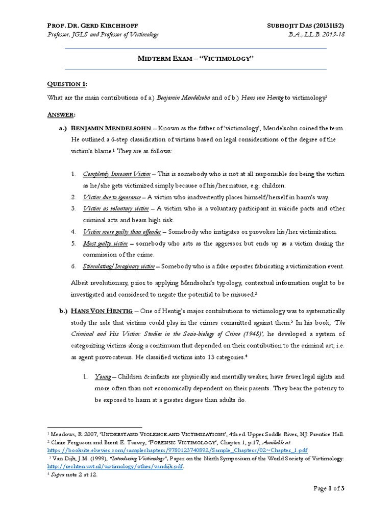 An Analysis of Victimology Concepts and Theories through Key ...