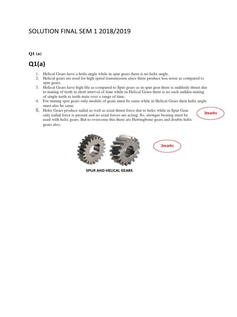 Solution Final Sem 1 1819 | PDF | Gear | Belt (Mechanical)