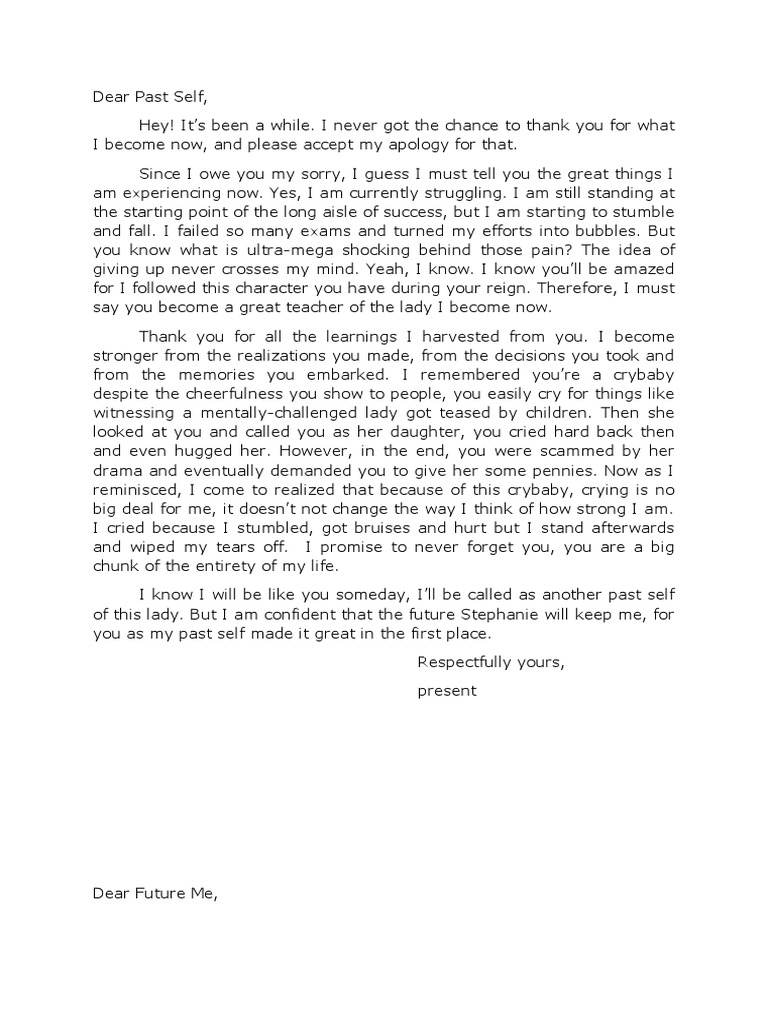 Dear Past Self | PDF