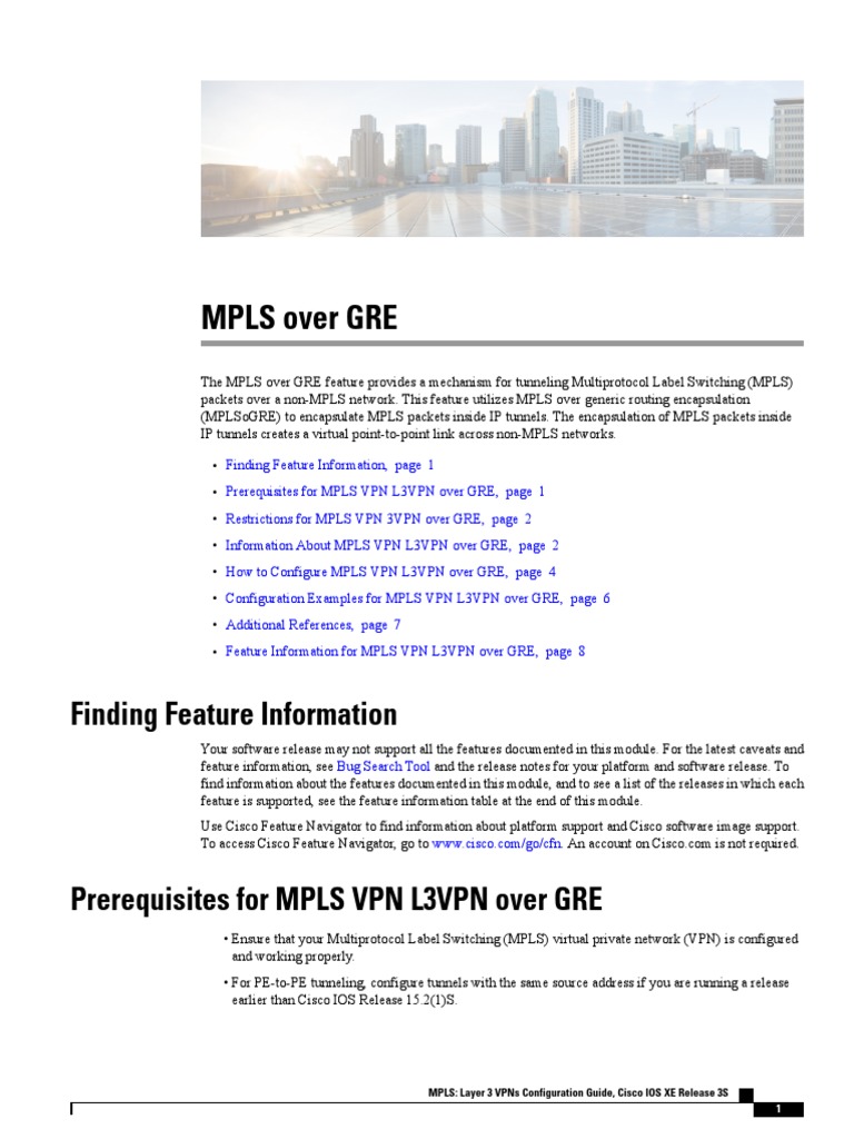 Mpls Over Gre: Finding Feature Information | PDF | Virtual Private ...