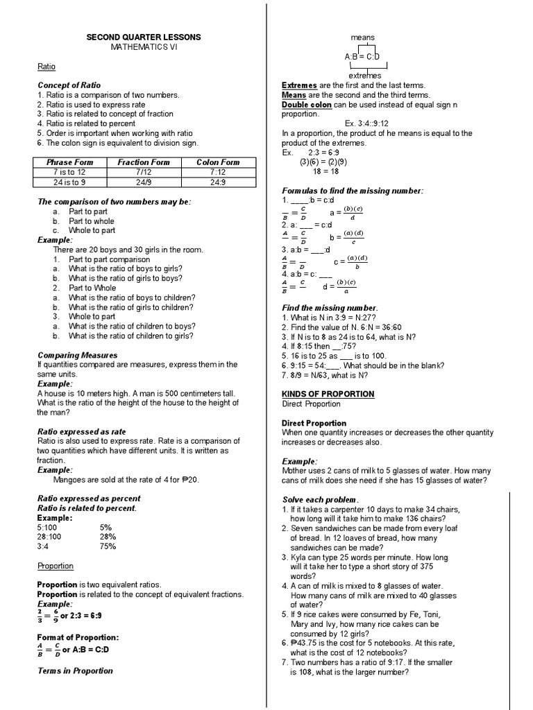 Mathematics LM 2nd-1 | PDF | Ratio | Percentage