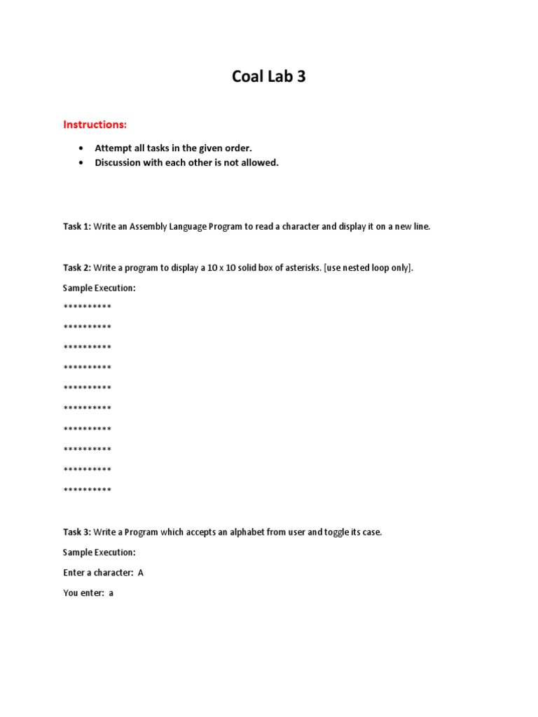 Coal Lab 3: Instructions | PDF
