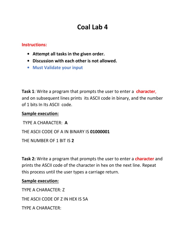 Coal Lab 4: Instructions | PDF