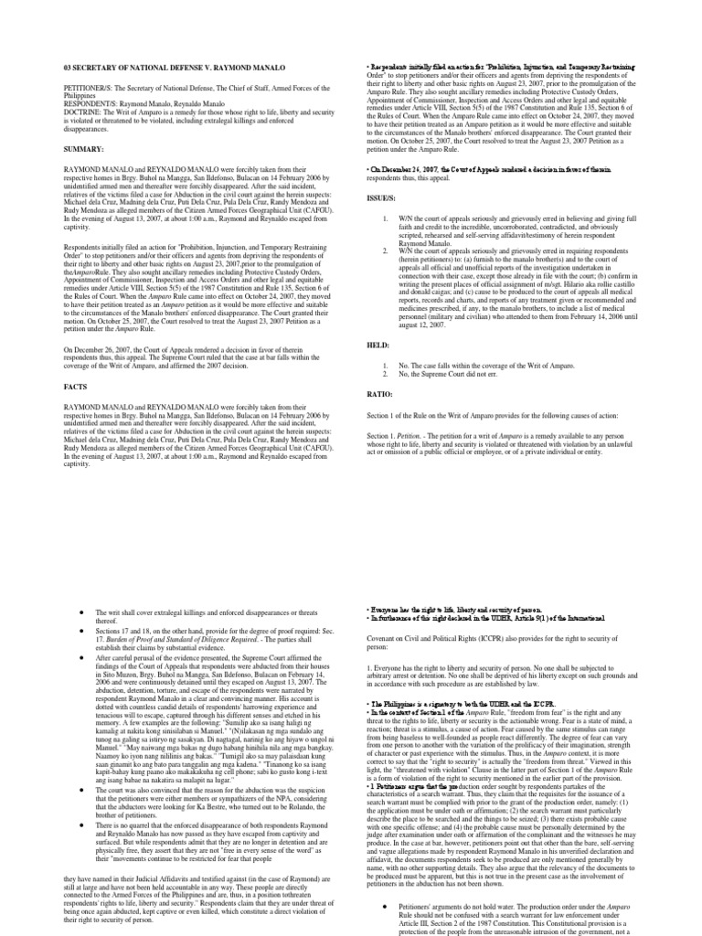 03 Secretary of National Defense V. Raymond Manalo | PDF | United ...