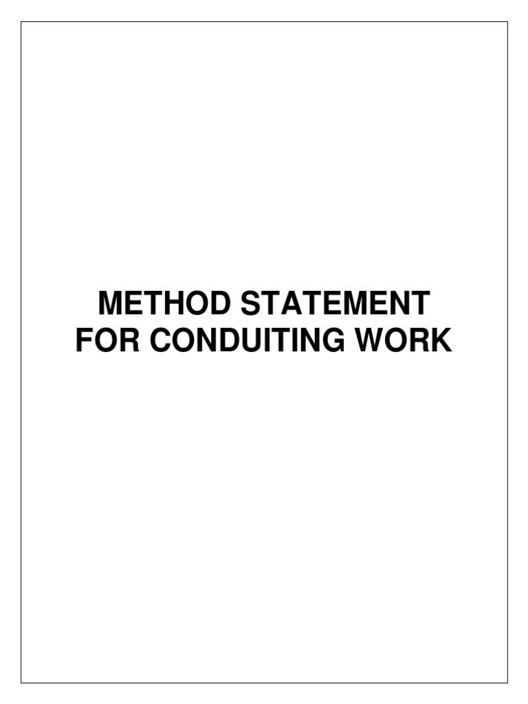 Method Statement-Conduiting Work | PDF | Electrical Wiring | Pipe ...