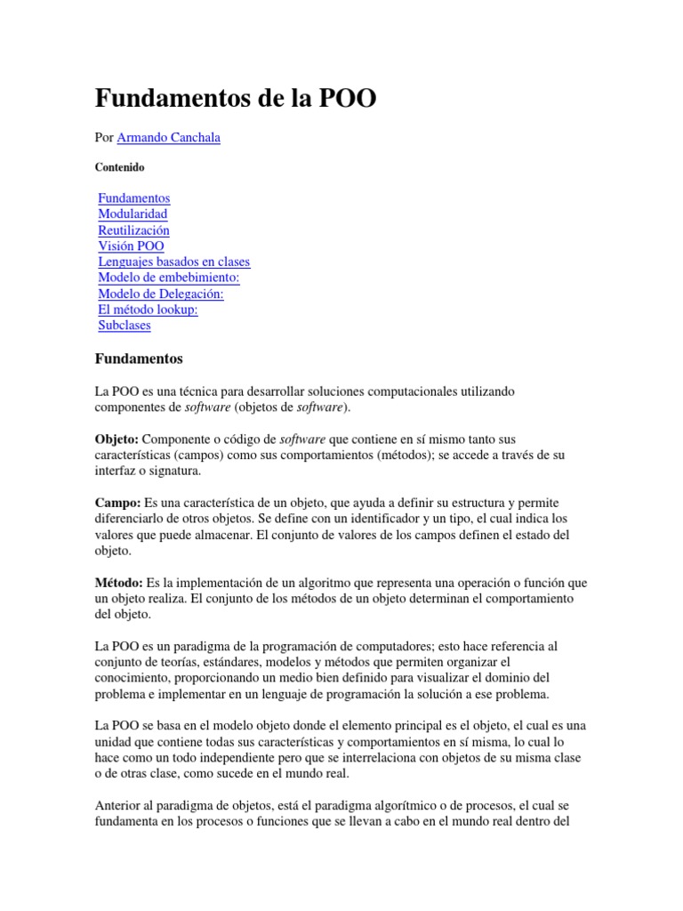 Fundamentos de La Poo | PDF | Objeto (informática) | Programación orientada a objetos