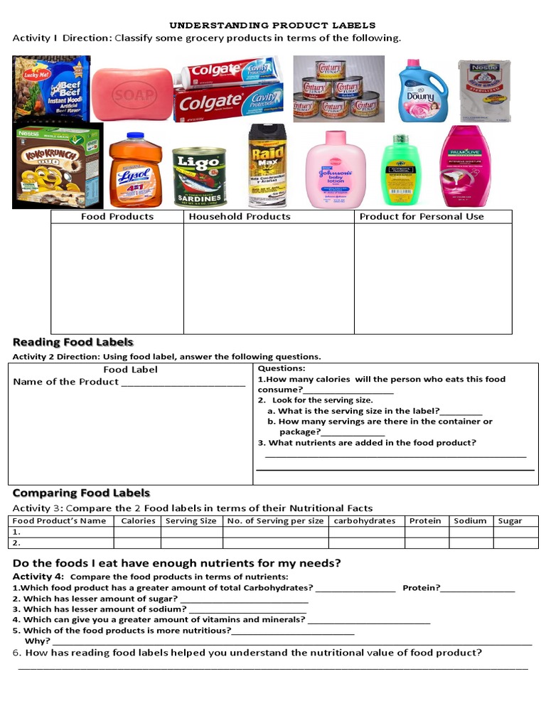 Reading Food Labels: Activity 4 | PDF