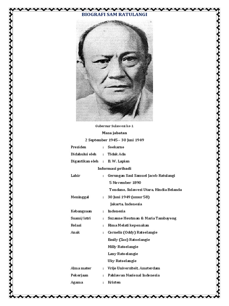 Biografi Singkat Sam Ratulangi | PDF