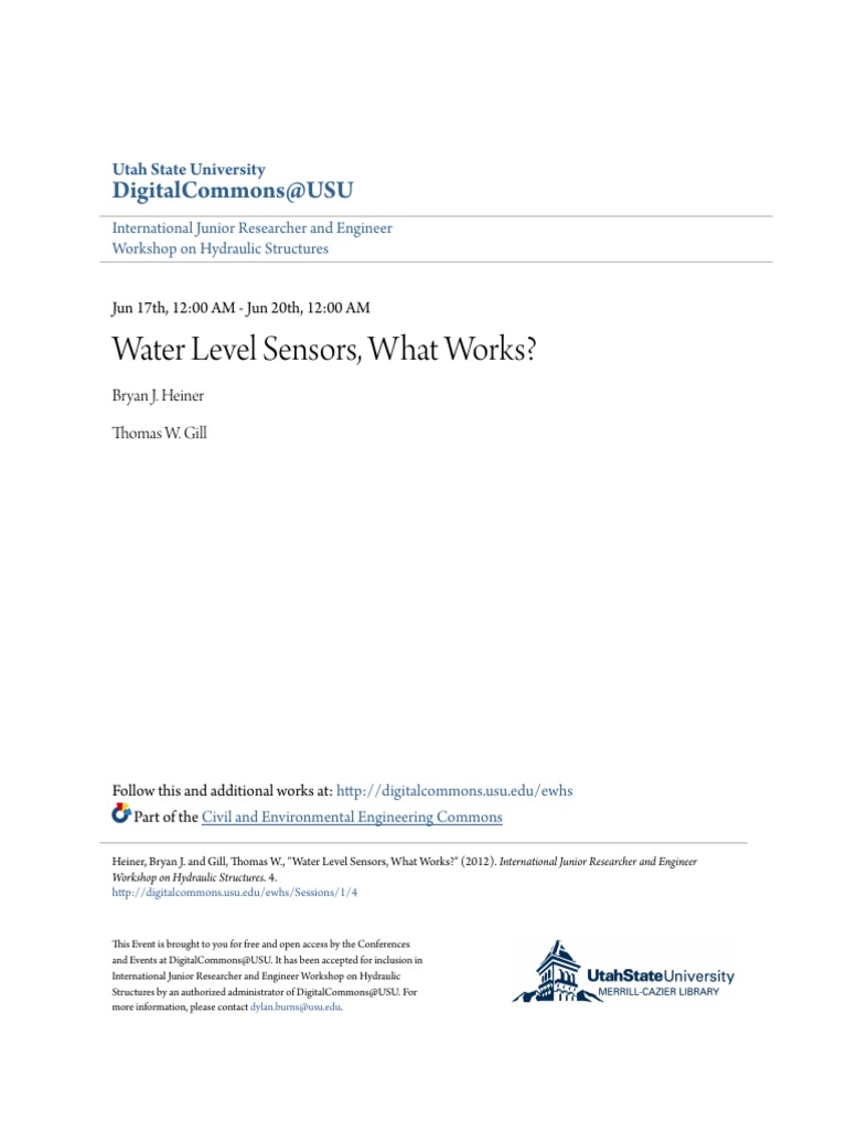 Water Level Sensors, What Works?: Digitalcommons@Usu | PDF ...