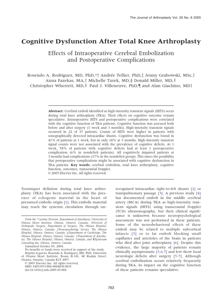Rodriguez2005-Cognitive Dysfunction After Total Knee Arthroplasty ...
