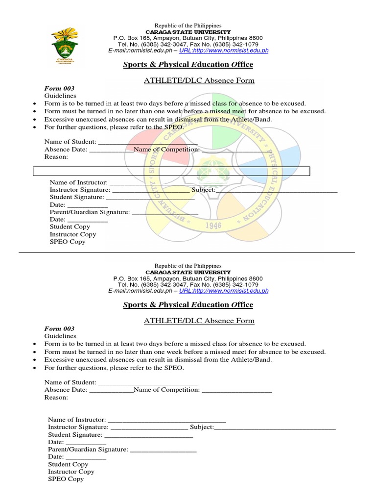 CSU-DLC Form 3 - Absence Form | PDF