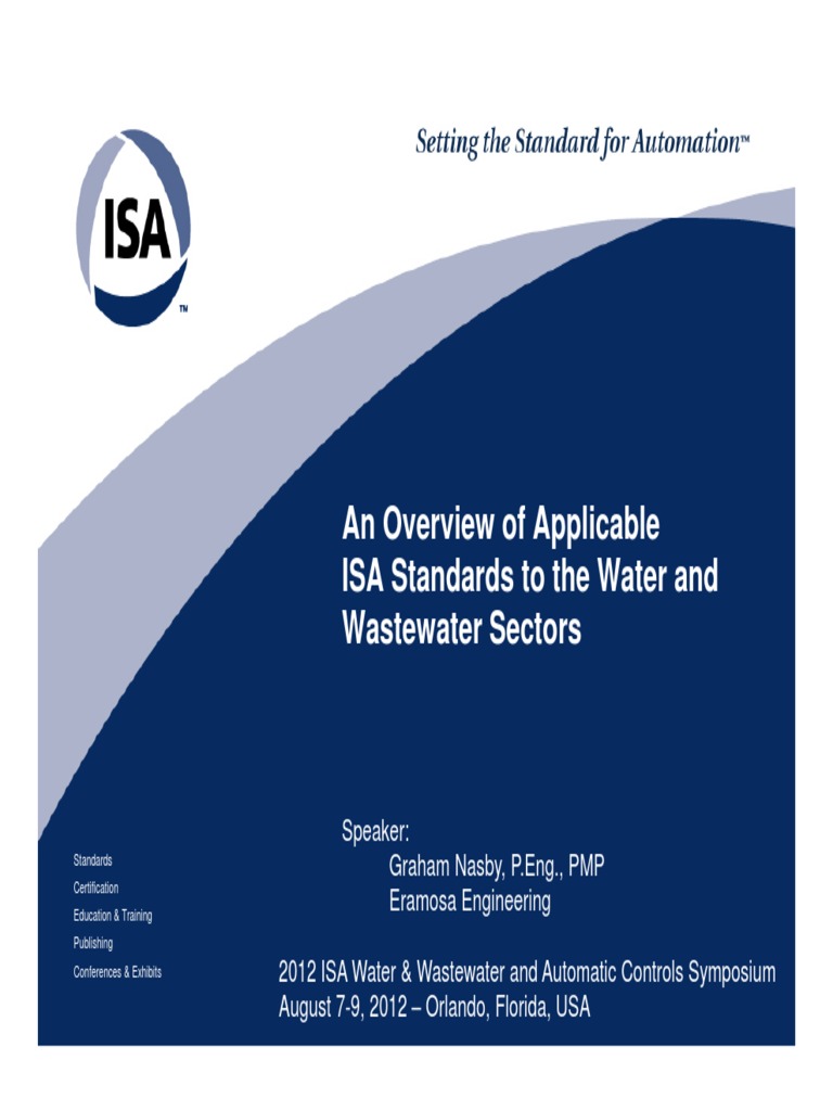 ISA Standards For Water and Wastewater Sectors | PDF | Standardization ...