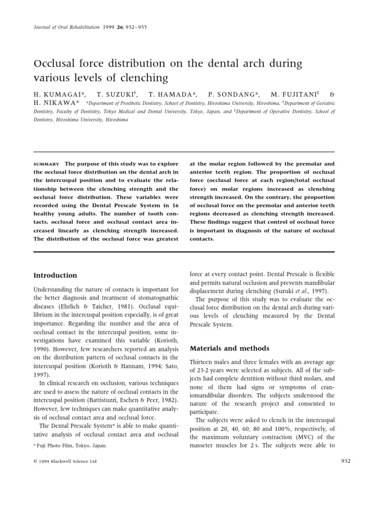 8.occlusal Force Distribution On The Dental Arch During Various Levels ...