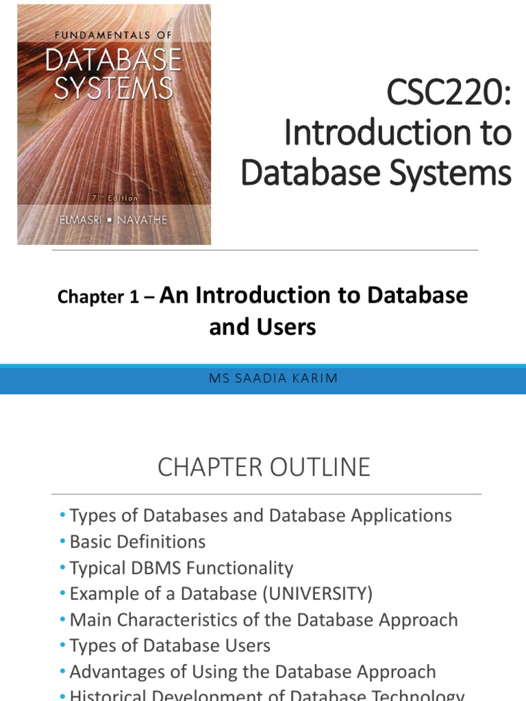 CSC220: Introduction To Database Systems | PDF | Data Model | Databases