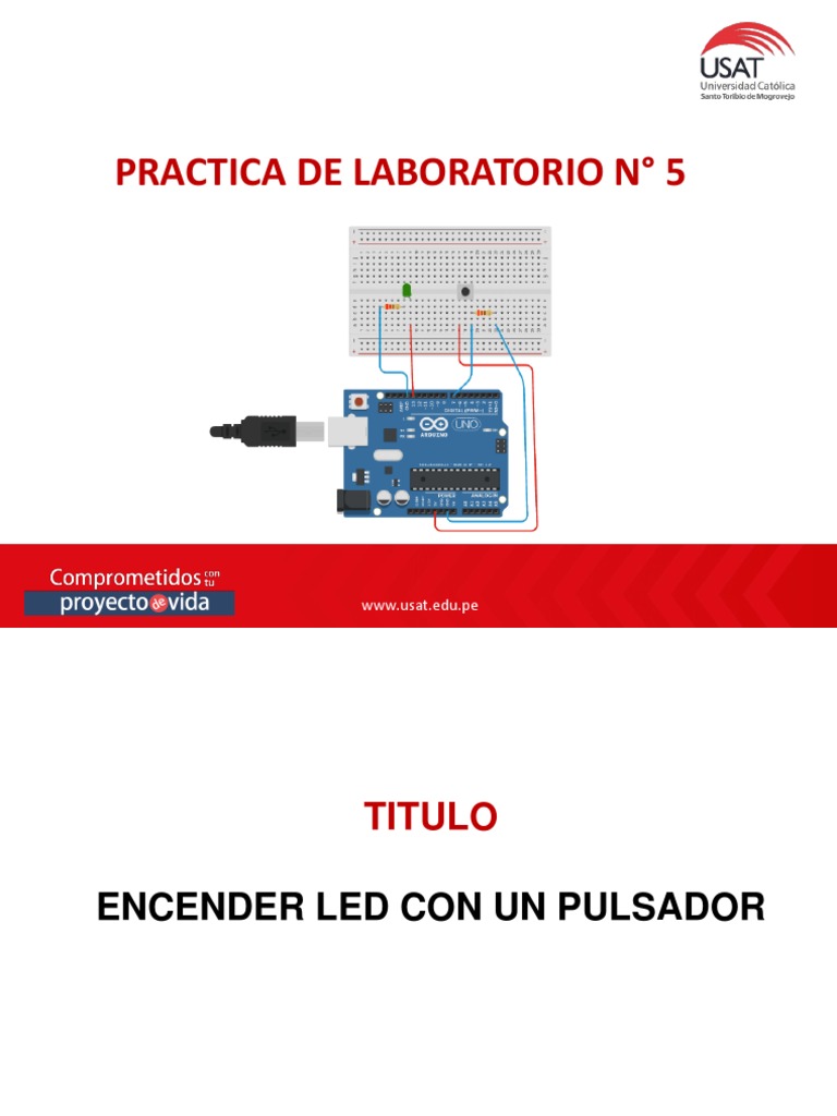 Laboratorio 05 Encender Led Con Pulsador | PDF | Arduino | Diodo emisor de luz