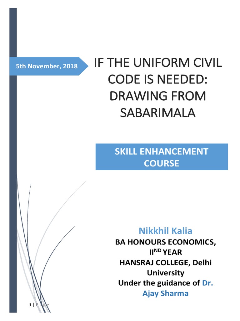 Research Project, Uniform Civil Code | PDF | Social Institutions ...