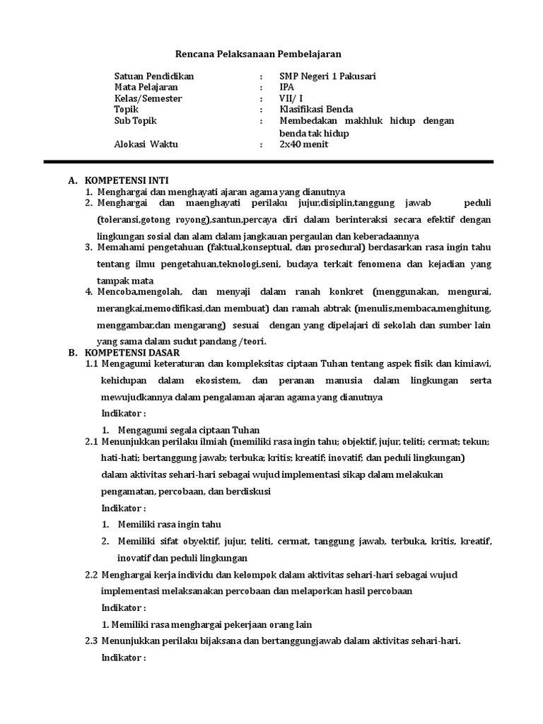 RPP 2 Membedakan MH & MTH | PDF