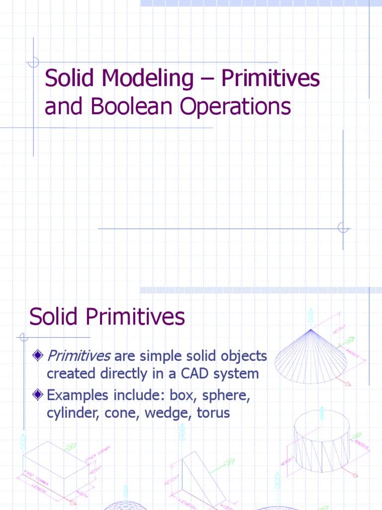 GM4 Solid Modeling - Primitives and Boolean Operations | PDF