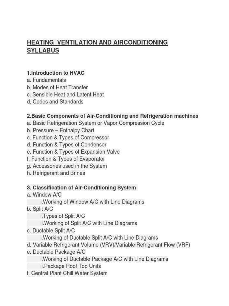 HVAC Course Syllabus Overview | PDF | Air Conditioning | Hvac