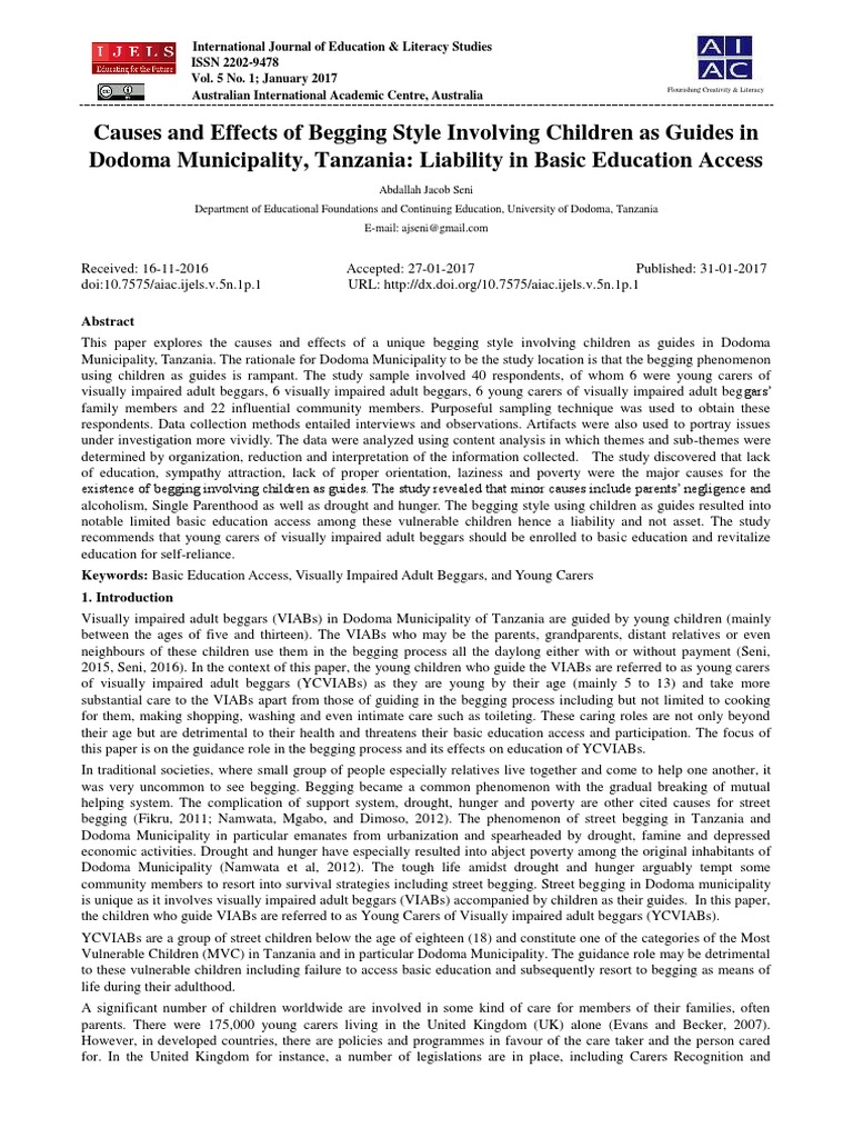 Causes and Effects of Begging Style Involving Chil PDF | PDF | Social ...