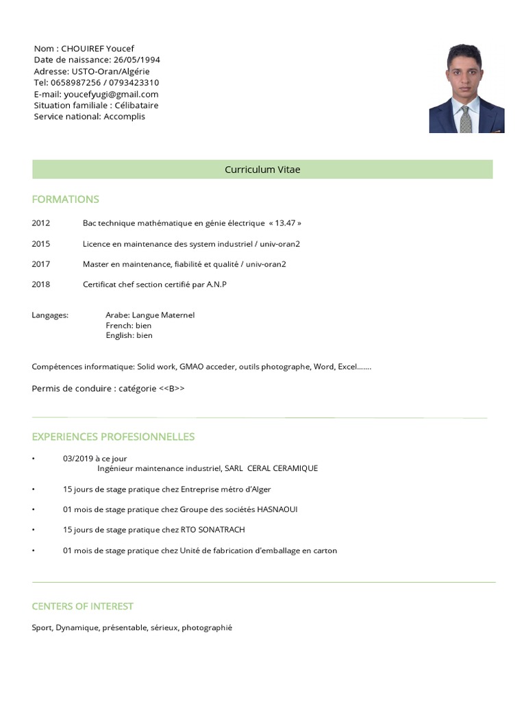 CV Youcef Oran | PDF