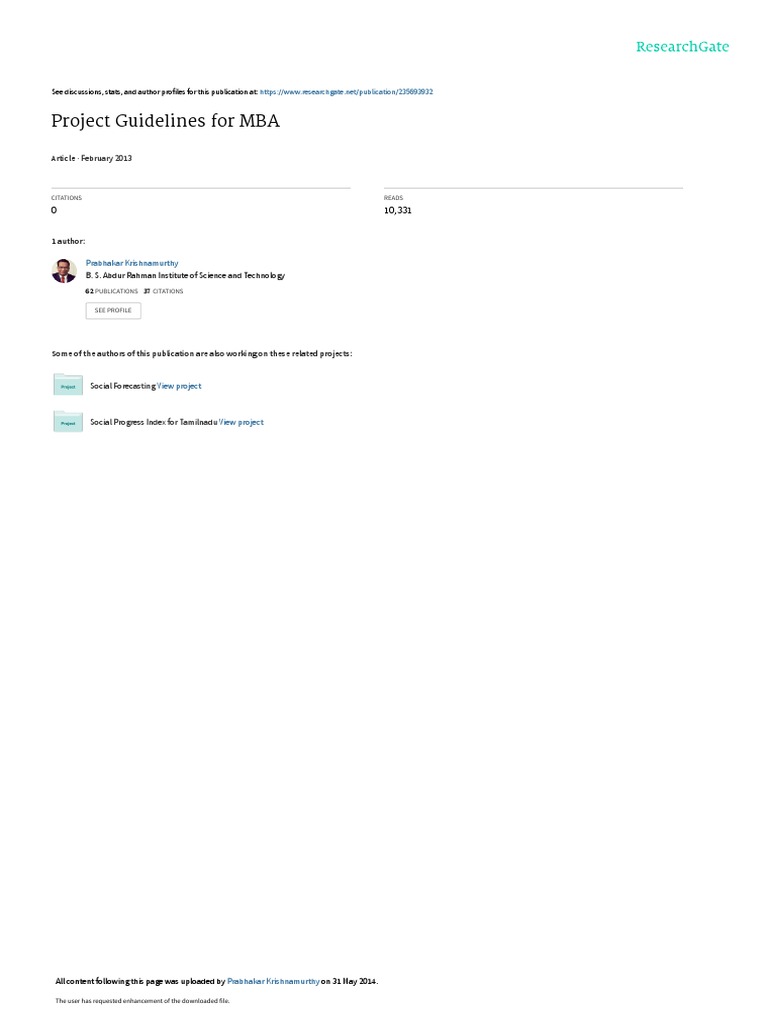 Project Guidelines For Mba | PDF | Data Analysis | Business Process ...