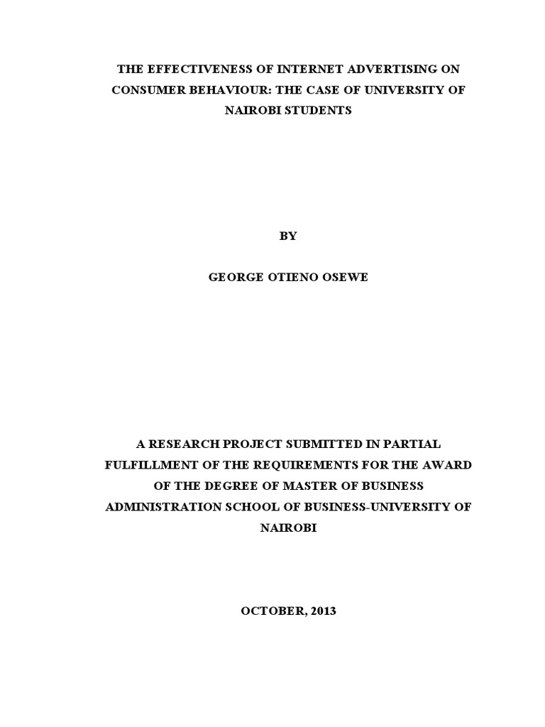 Mba Research Project Report PDF | PDF | Consumer Behaviour | Advertising