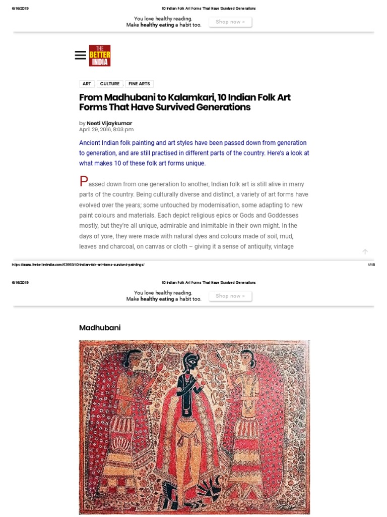10 Indian Folk Art Forms That Have Survived Generations Pdf Paintings