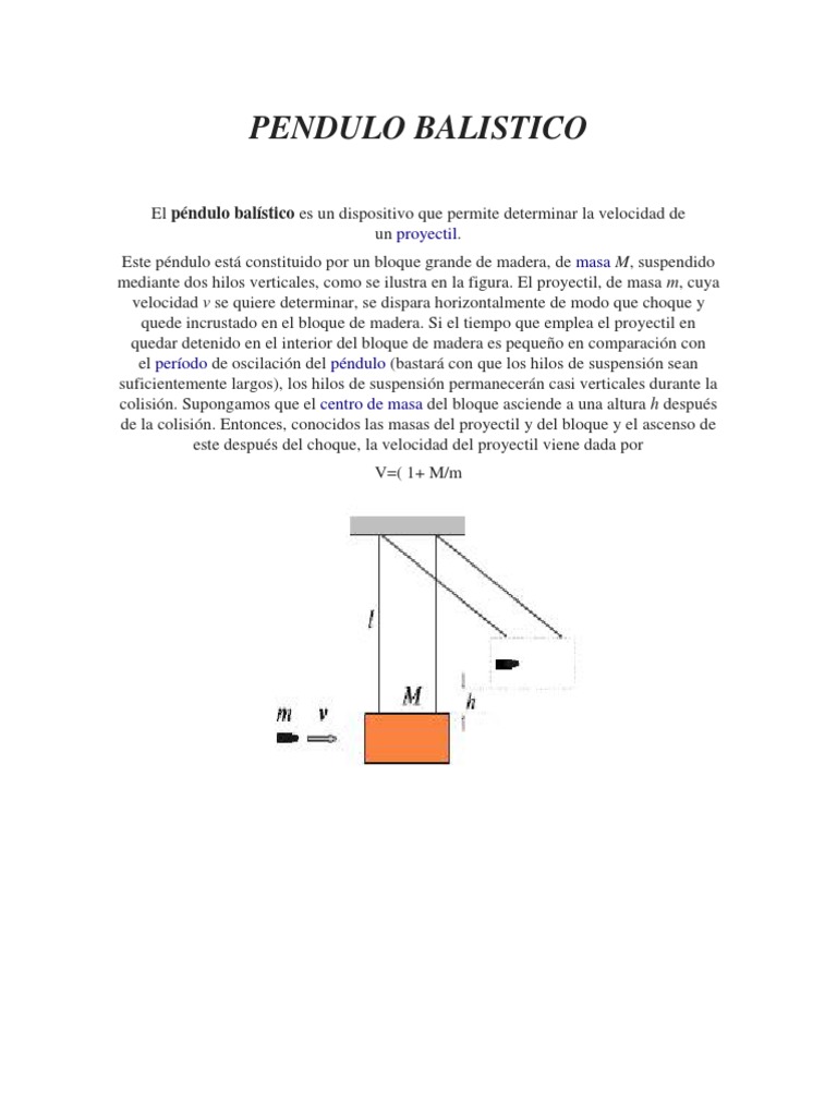 Velocidad de Proyectiles con Péndulo Balístico | PDF | Arte | Historia