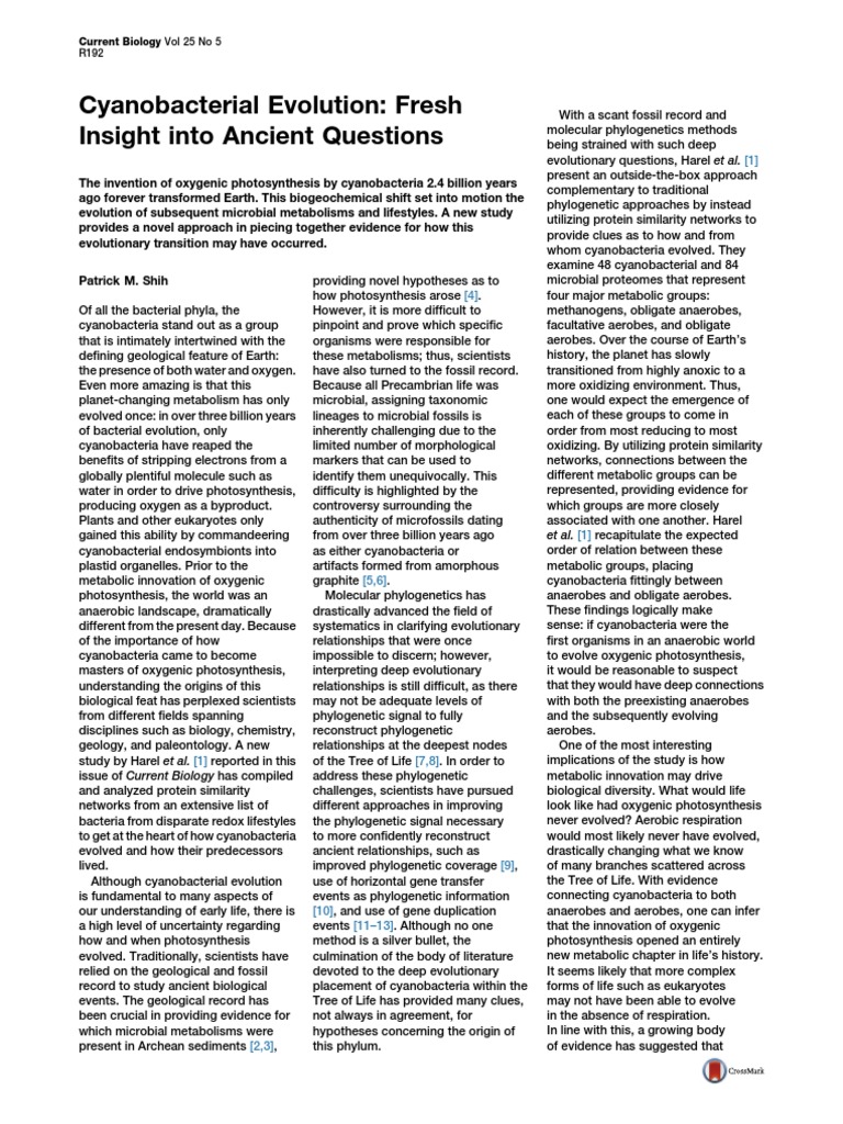 Cyanobacterial Evolution: Fresh Insight Into Ancient Questions | PDF ...