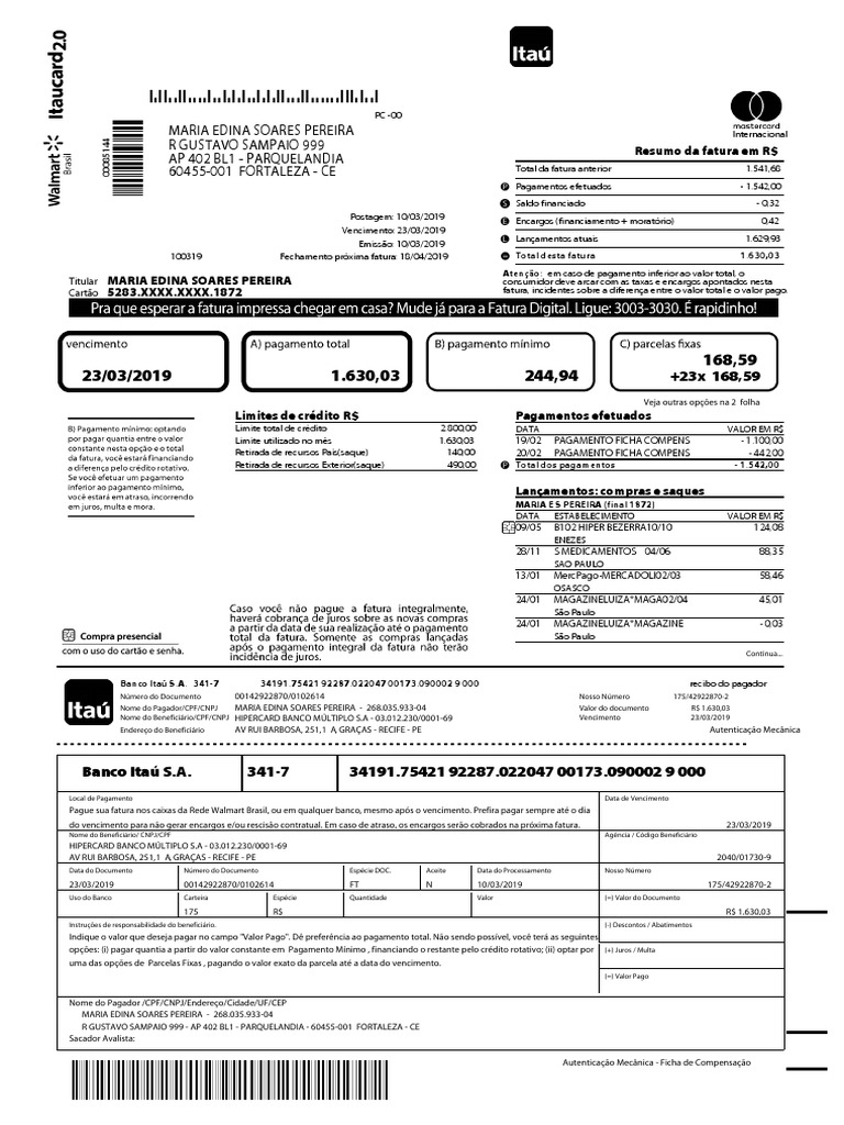 Itaucard Fatura.pdf | Brasil | Bancos
