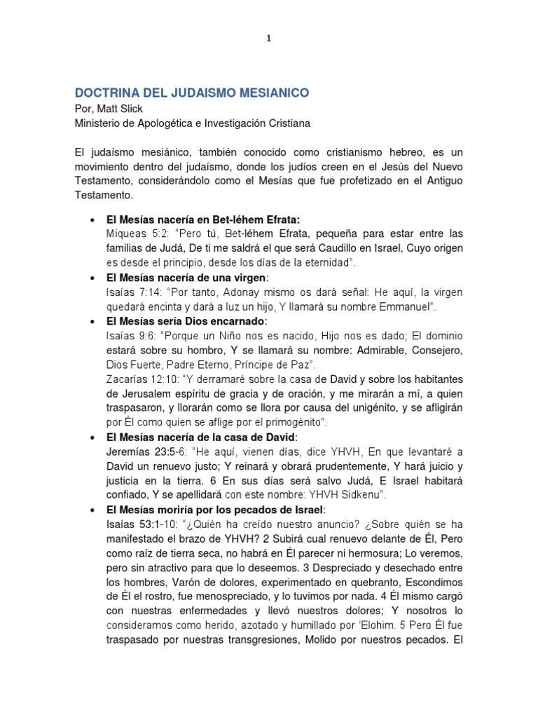 Doctrina Del Judaismo Mesianico | PDF | Mesías | Religiones ...