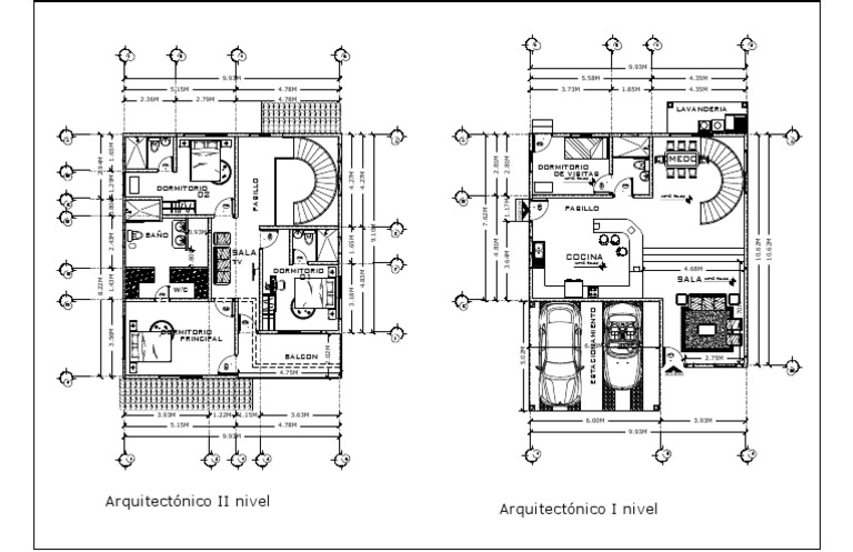 Distribucion de Casa de 2 Niveles Con Escalera en Curva | PDF