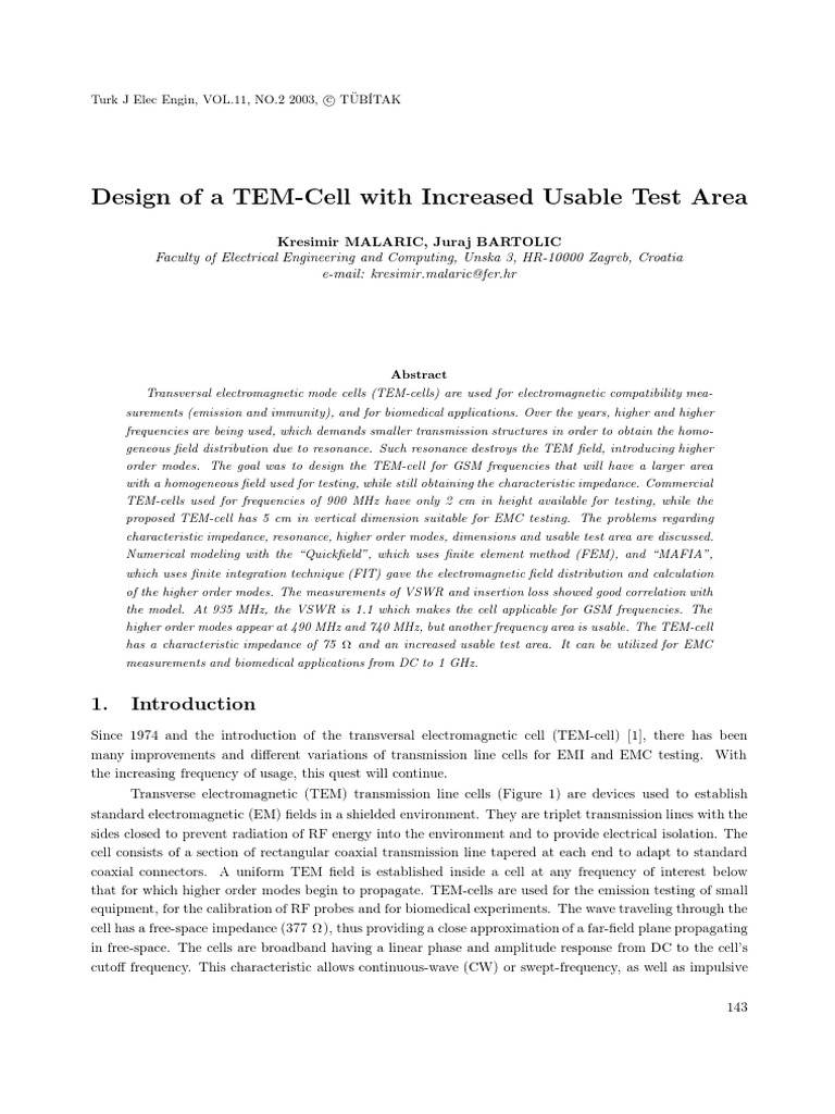 TEM-Cell Design for Enhanced Test Area | PDF | Coaxial Cable | Finite ...