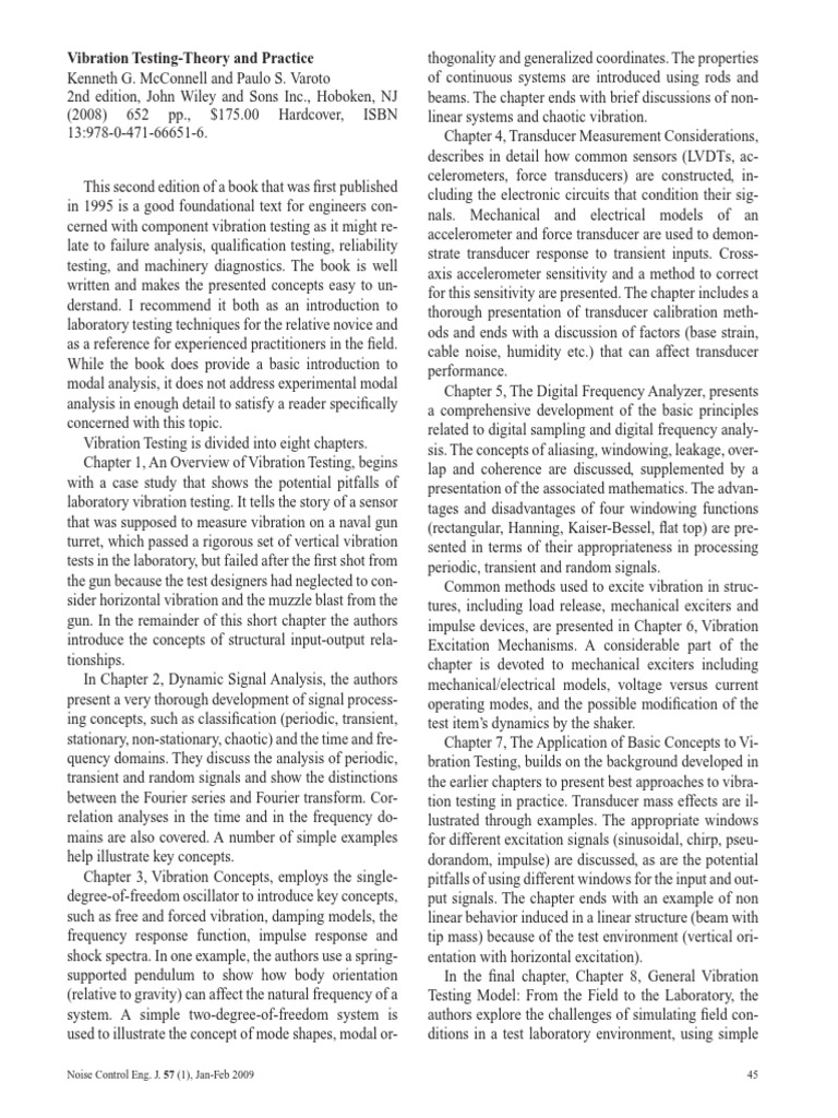 Vibration Testing-Theory and Practice: Noise Control Eng. J. 57 (1 ...