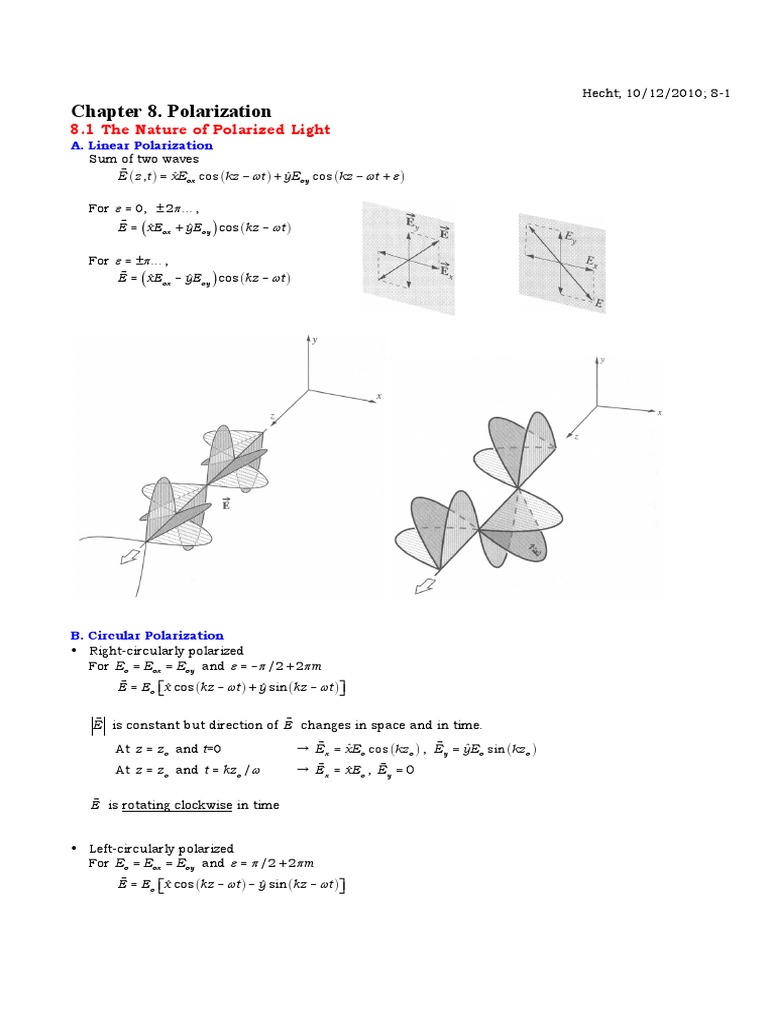 Chapter 8 Polarization 8 1 The Nature Of Polarized Light Pdf