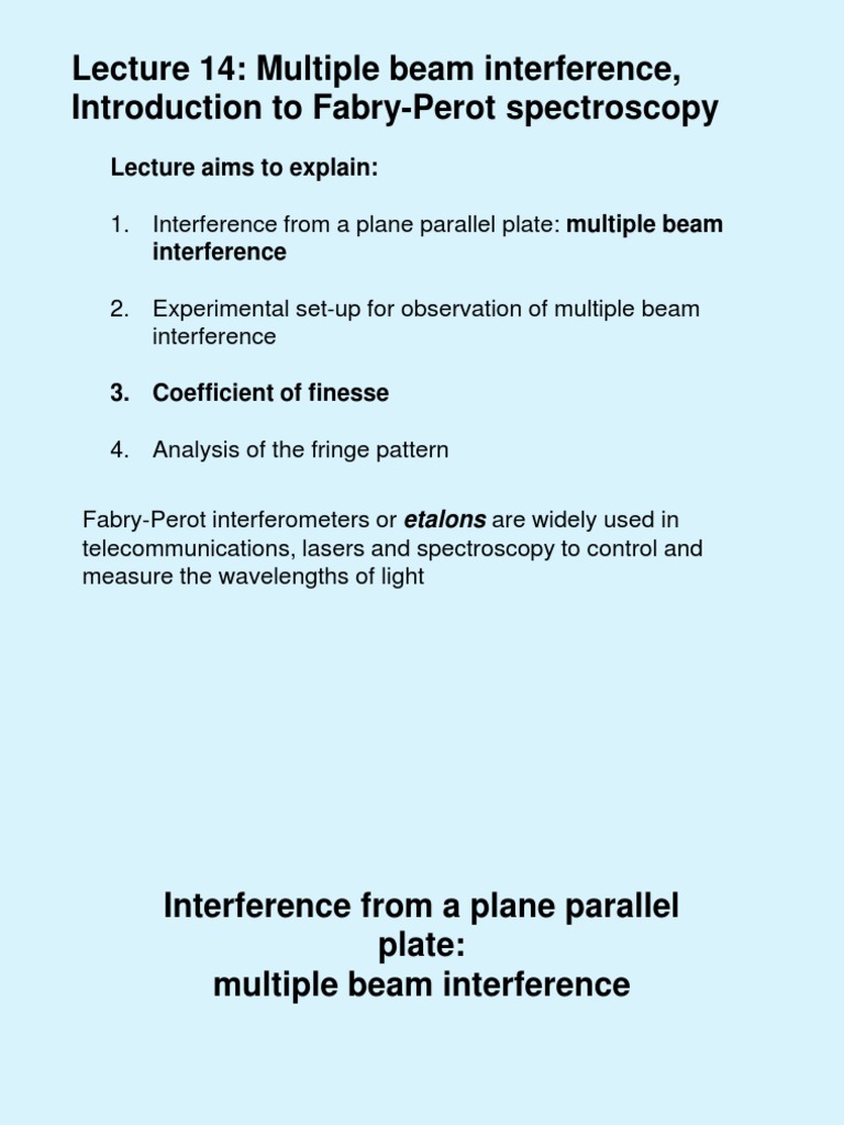 Section3-Multiple Beam Interference | PDF | Physical Phenomena | Optics
