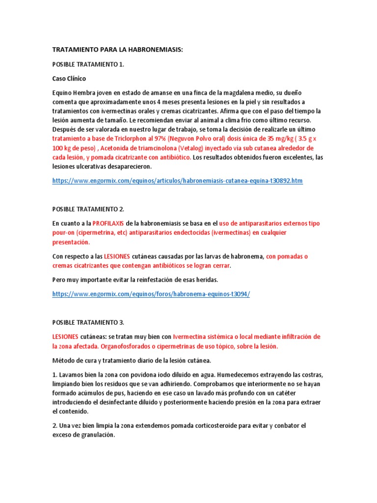 Tratamiento para La Habronemiasis | PDF | Corticosteroides ...