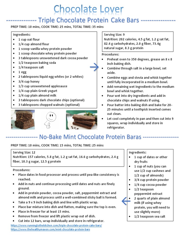 Protein Bar Handout Page 1 | PDF | Chocolate | Baking