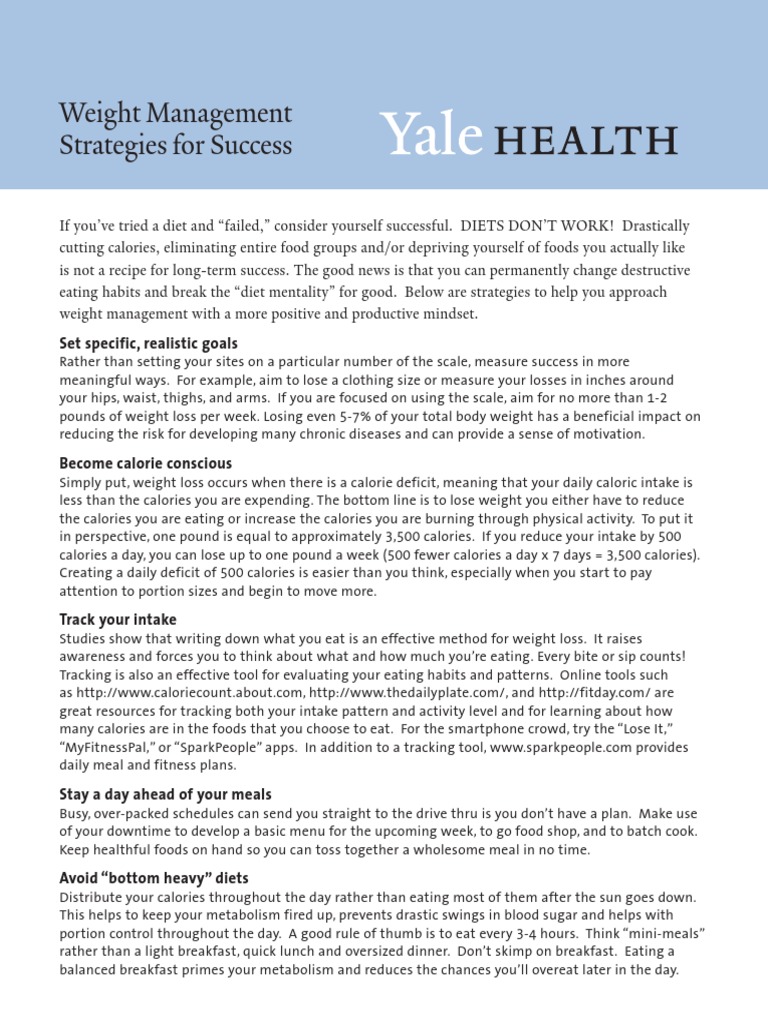 Weight Management Strategies 1 | PDF | Weight Management | Eating