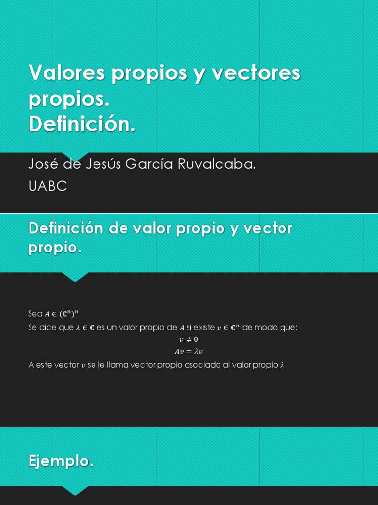 Valores Propios Definición | PDF | Valores propios y vectores propios ...