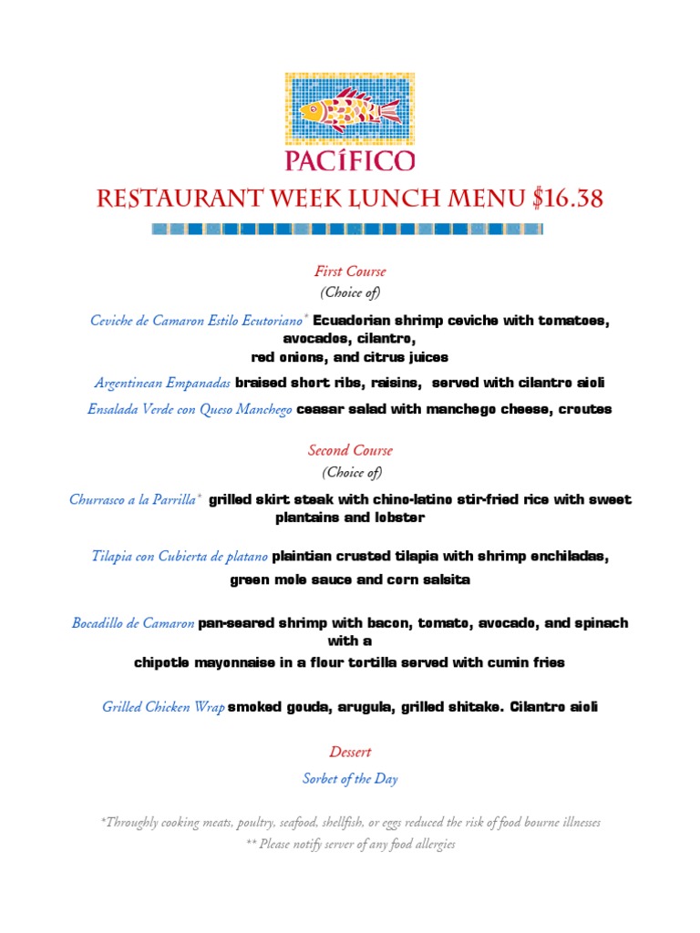 Pacifico Combined Menus | PDF | Salad | Western Cuisine