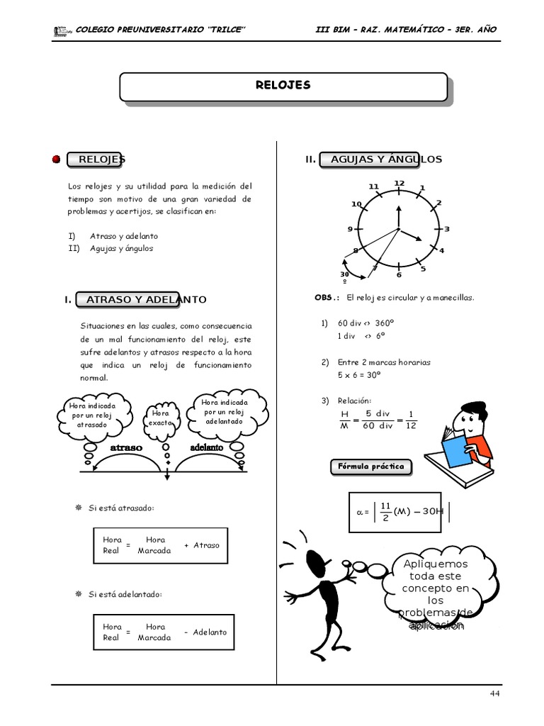 Iii Bim - R.M. - 3er Año - Guia Nº7 - Relojes | PDF | Reloj | Hora