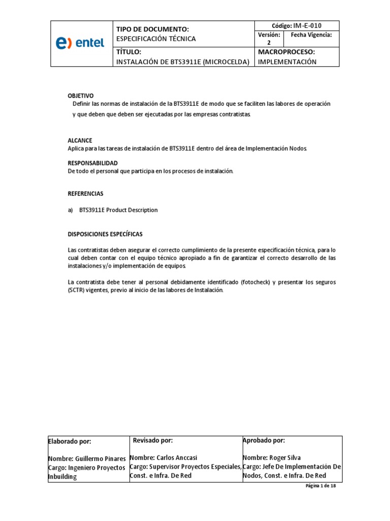 IM-E-010 Instalacion de Microcelda BTS3911E - v1.1 | PDF | Lte ...