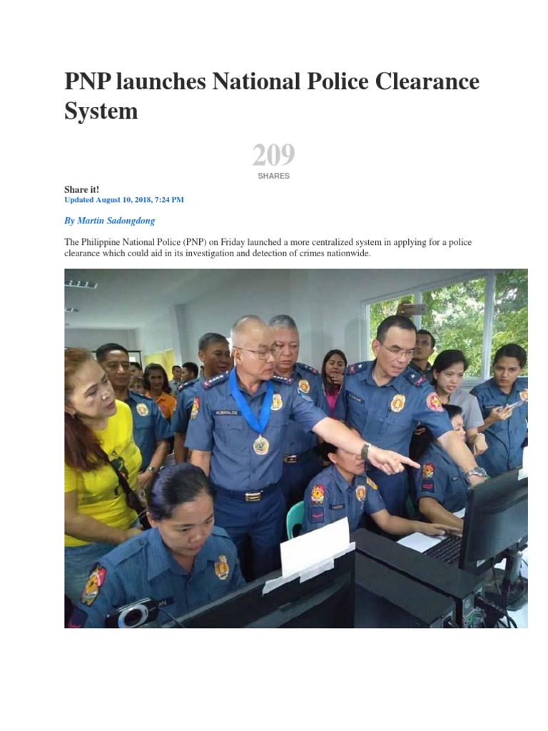 PNP Launches NPCS | PDF | Criminal Record | Police