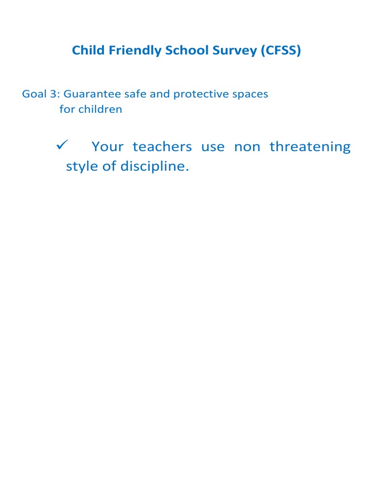 Child Friendly School Safety Survey | PDF