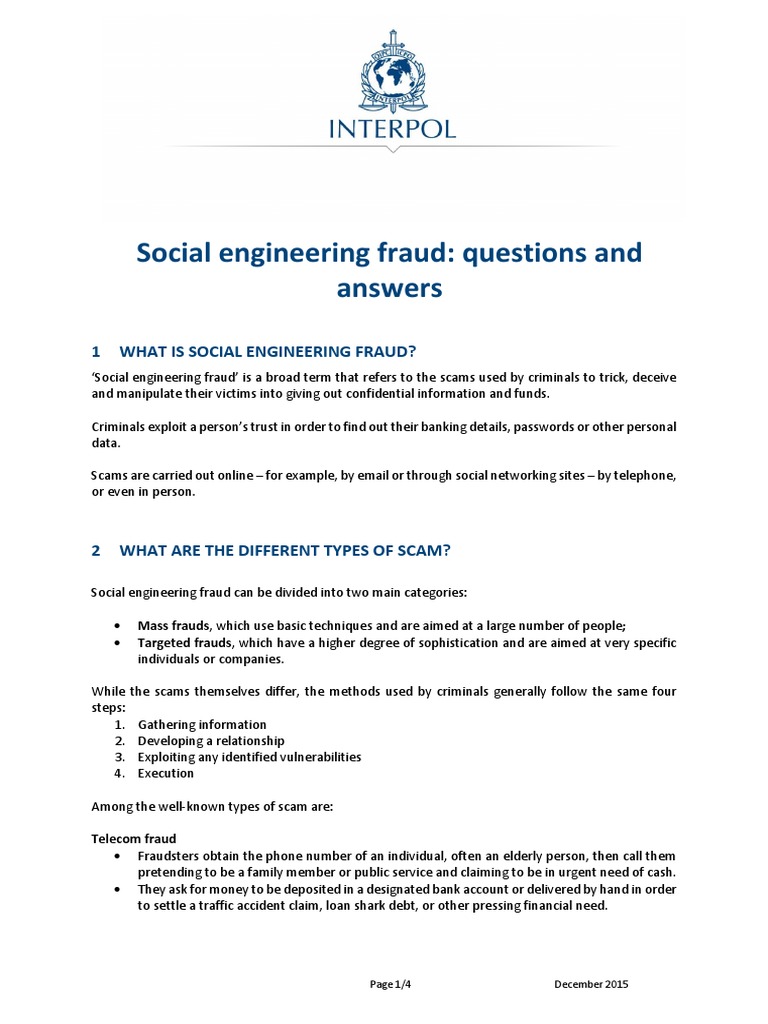 Social Engineering Fraud - Questions and Answers PDF | PDF | Social ...